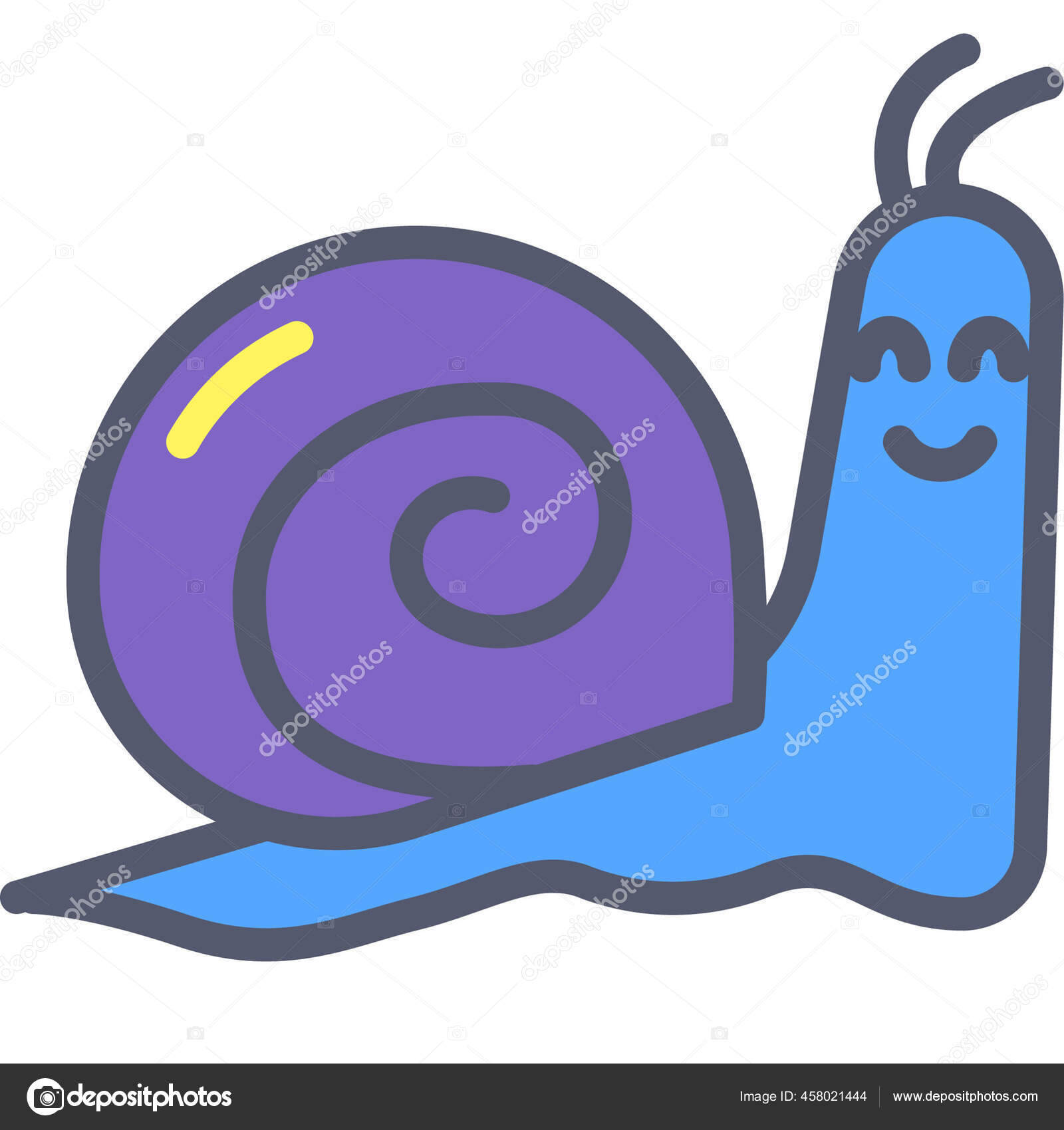 Snail Character Icon Vector Illustration Isolated White Background ...