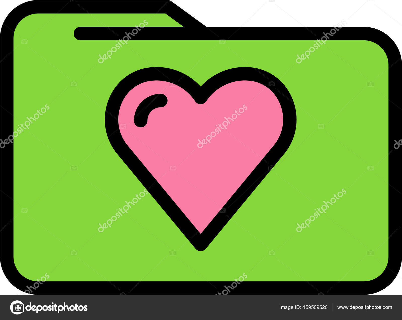 Heart Folder Icon Vector Illustration Isolated White Background Stock ...