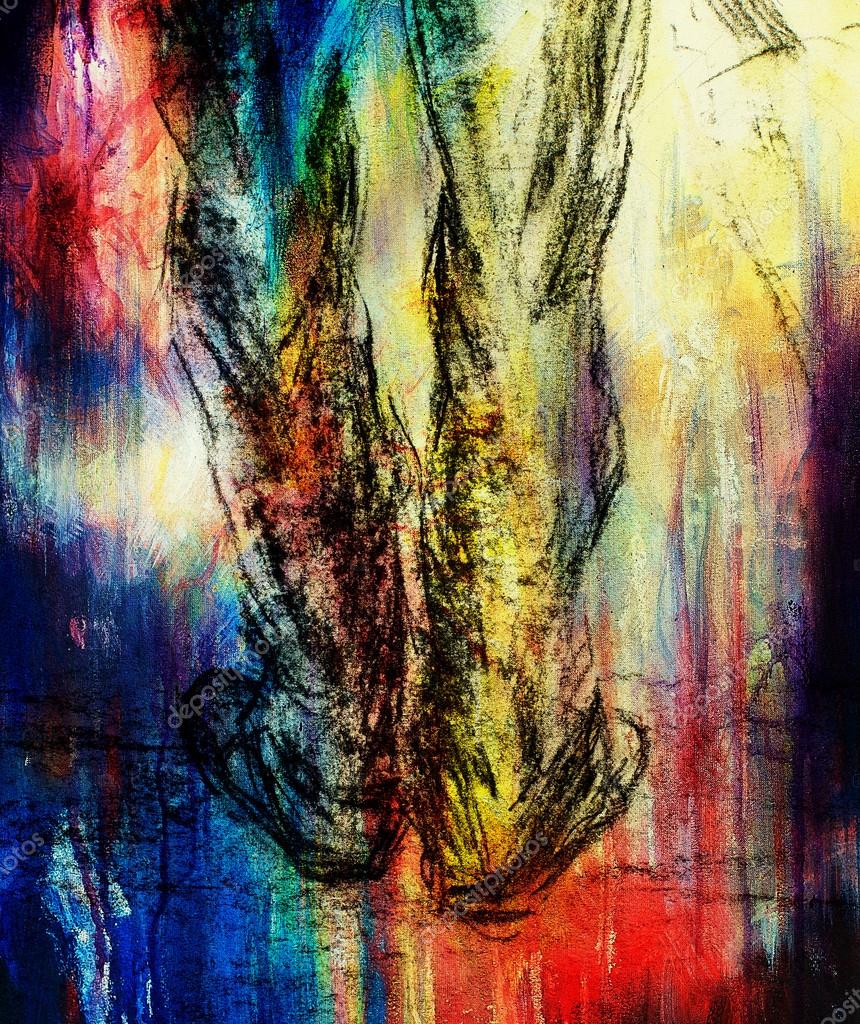 Art drawing man legs and color abstract background. Stock Photo by ...