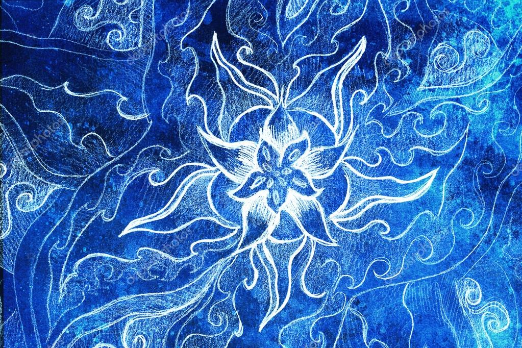 Ornamental filigran floral drawing with frozen winter time feelingt ...