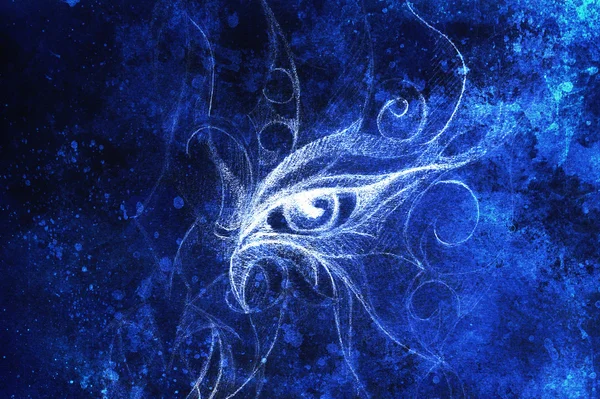 Mystic eye with floral ornament. Drawing on paper, Color effect. Eye ...