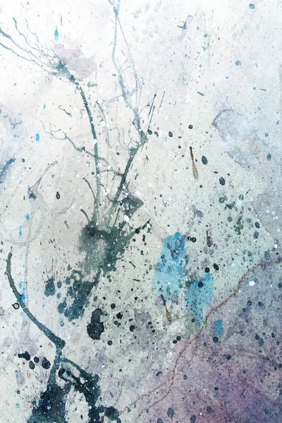 Abstract painting with blurry and stained structure. Painting on paper ...