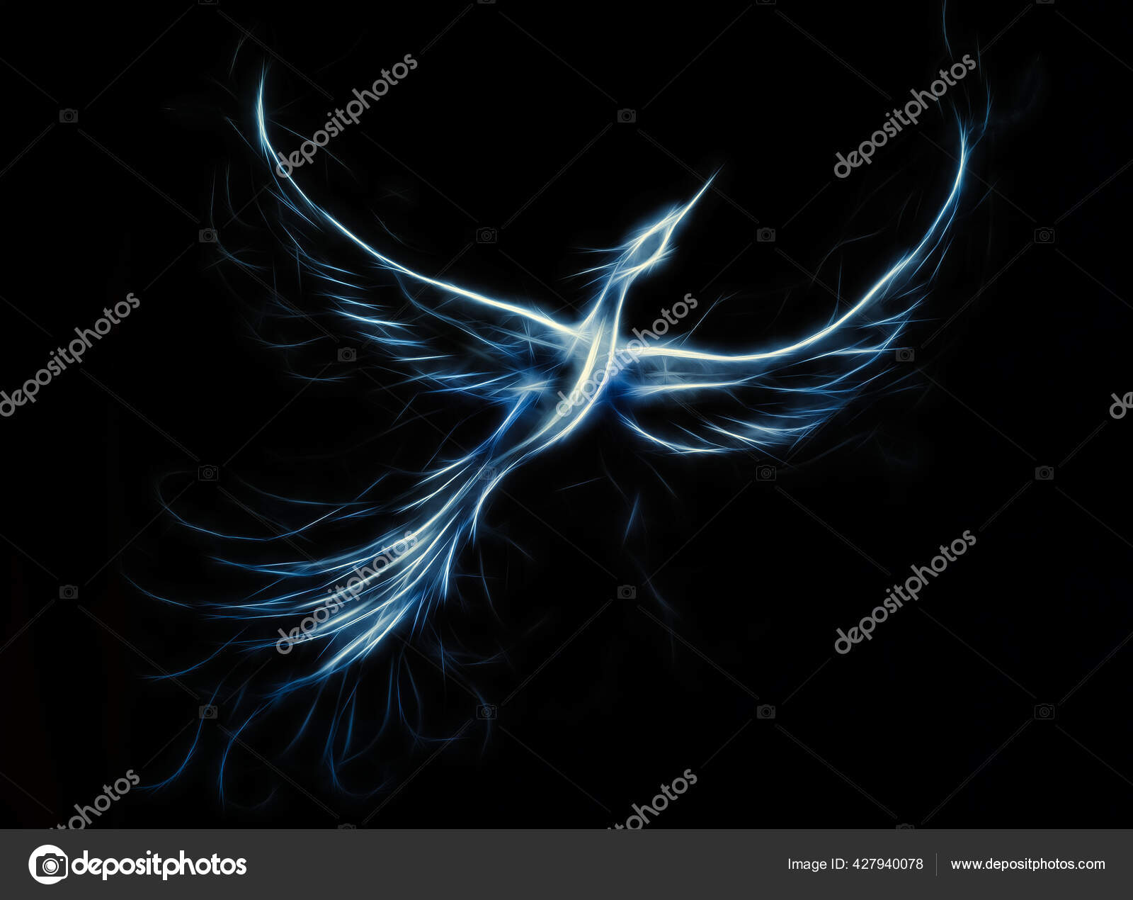 Flying phoenix bird as symbol of rebirth and new beginning. Stock Photo ...