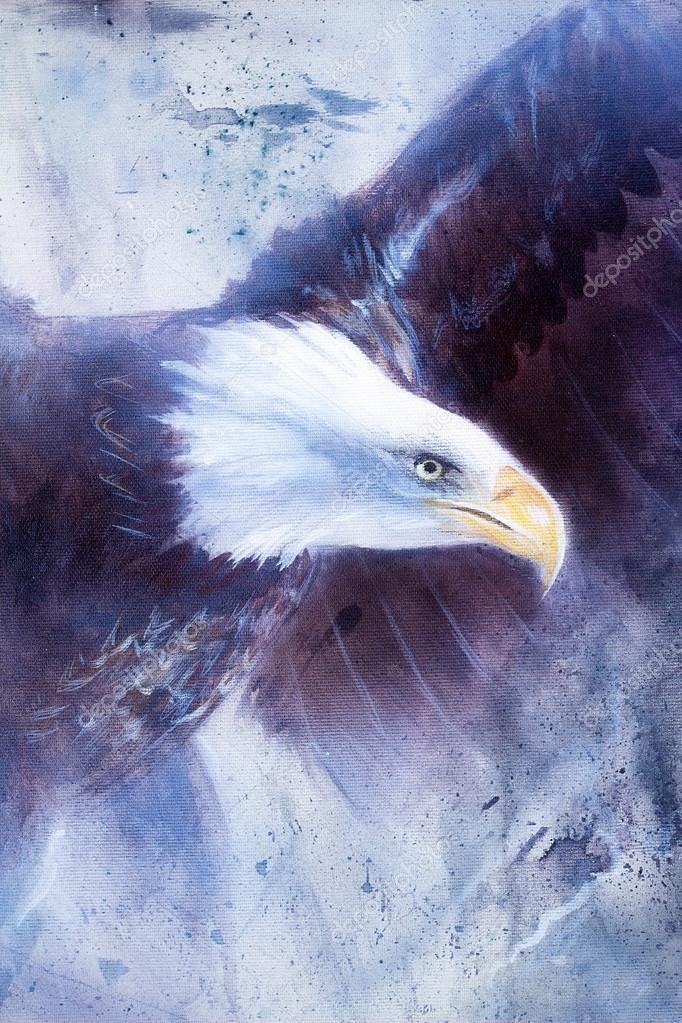 Painting eagle on abstract background, wings to fly, USA Symbols ...