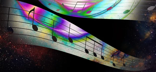 Illustration of grunge retro musical background with notes. — Stock ...