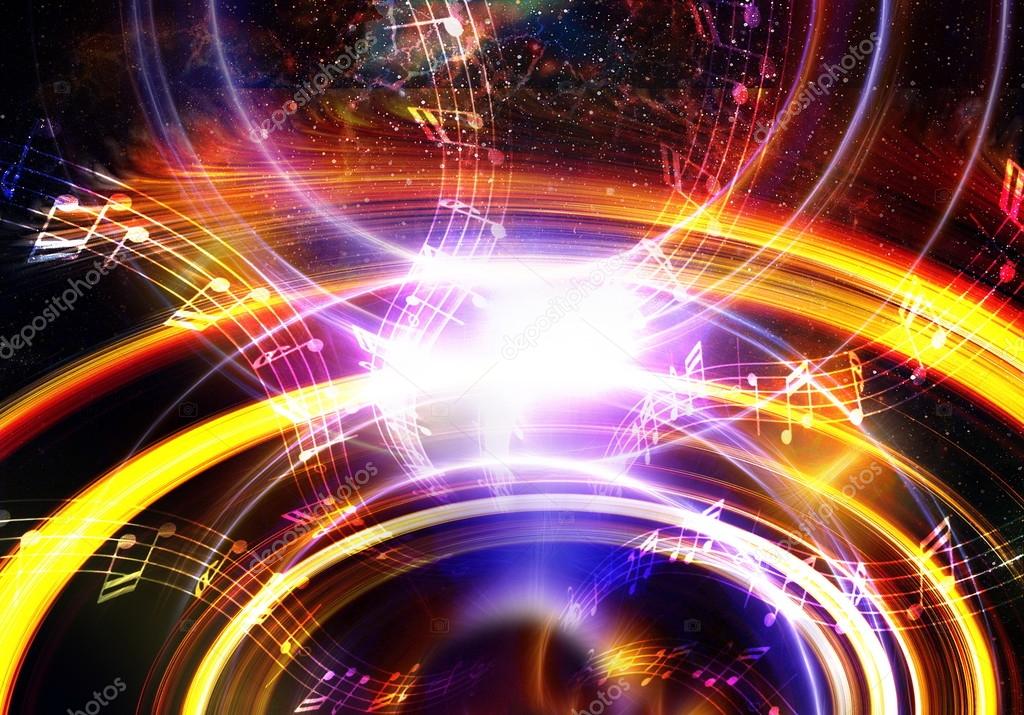 Music note and Space and stars with abstrtact color background. Stock ...