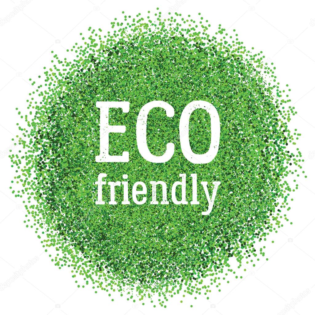 Eco friendly label. Round shape confetti. Stock Vector Image by ...