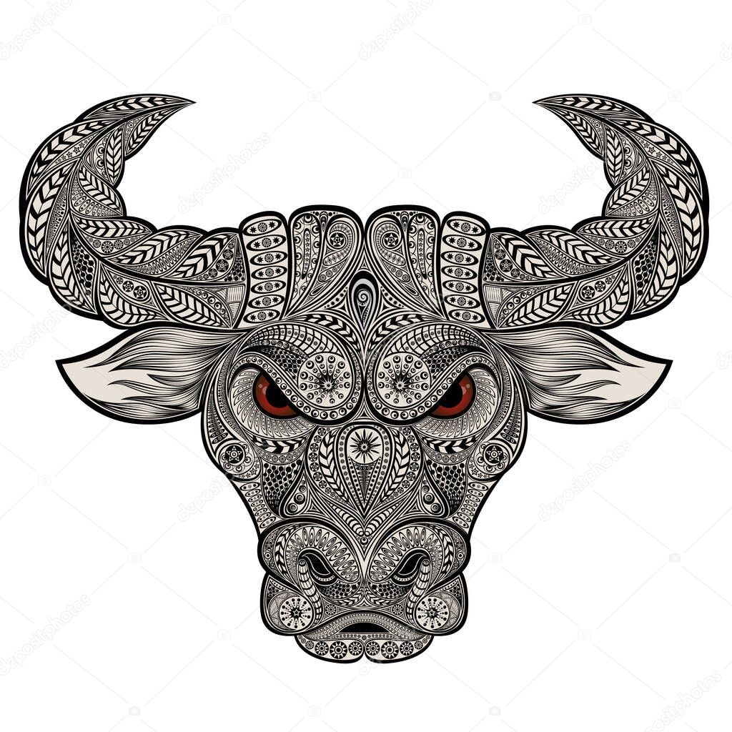 Toro vectorial de patrones. Símbolo del nuevo año chino 2021 2024