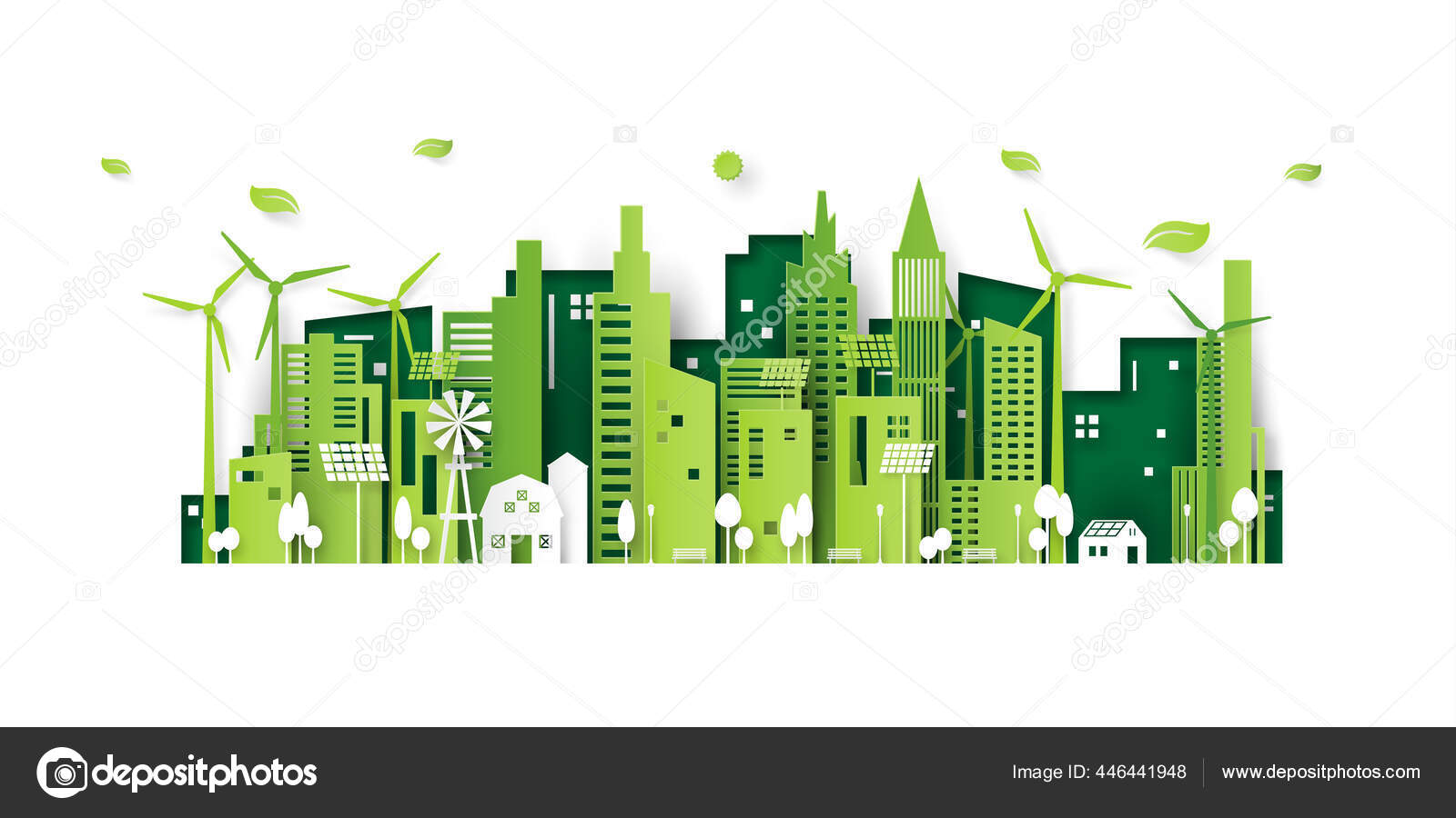 Ecology Concept Green Eco City Background Environment Conservation ...