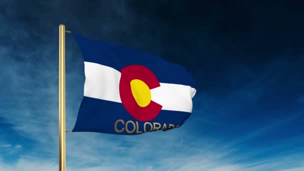 Colorado flag slider style with title. Waving in the wind with cloud ...