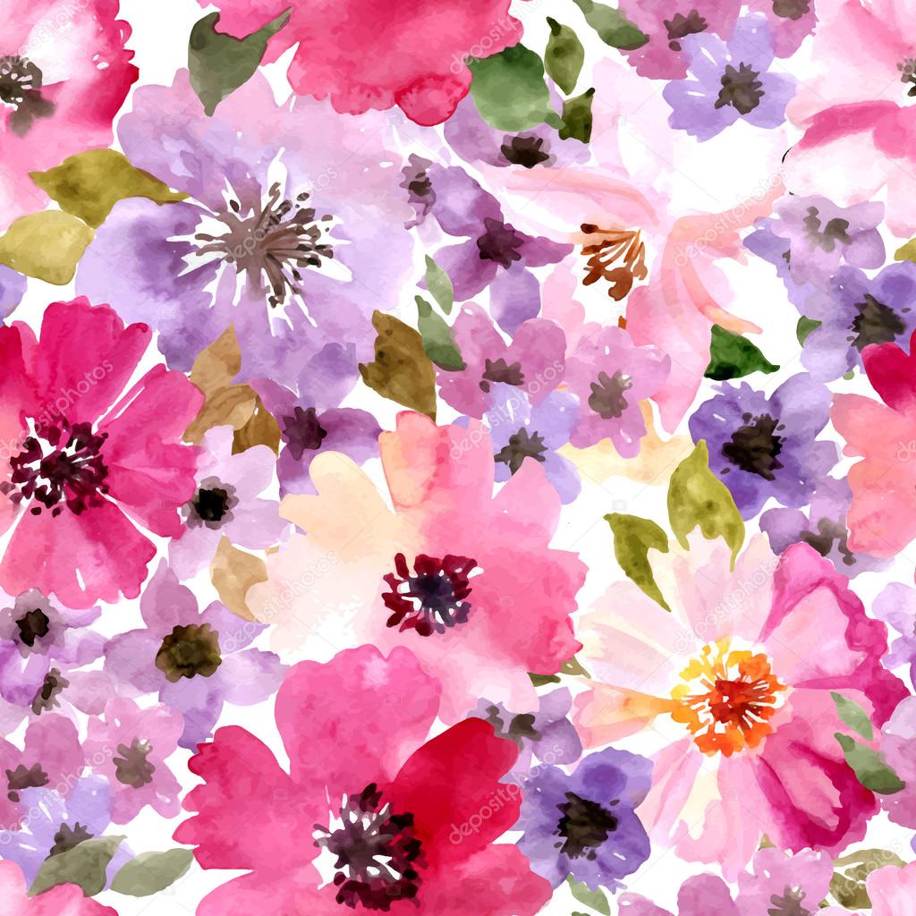 Watercolor pattern with summer flowers Stock Vector Image by ...