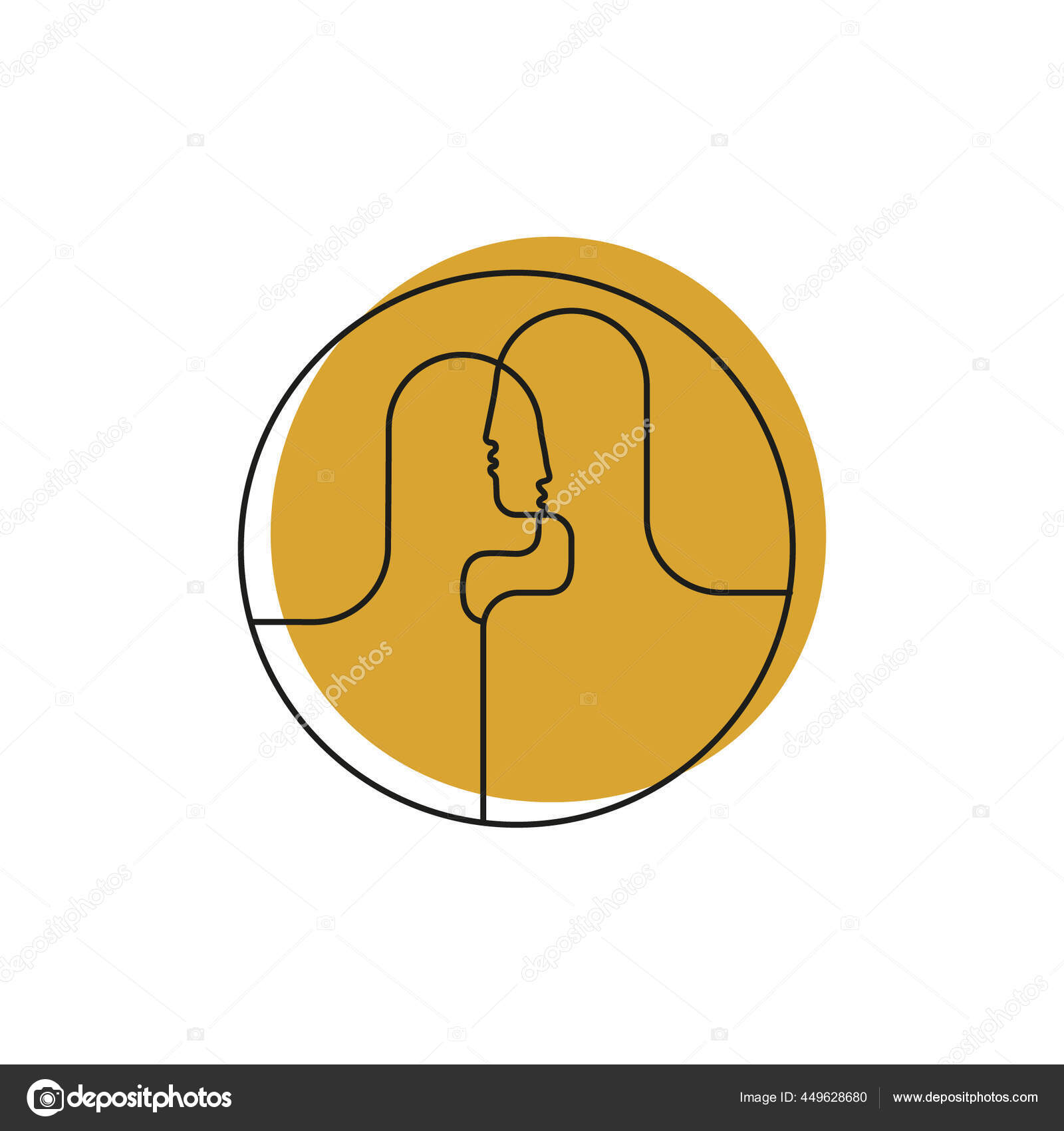 Line Drawing Abstract Humans Colorful Background Circle Contemporary ...