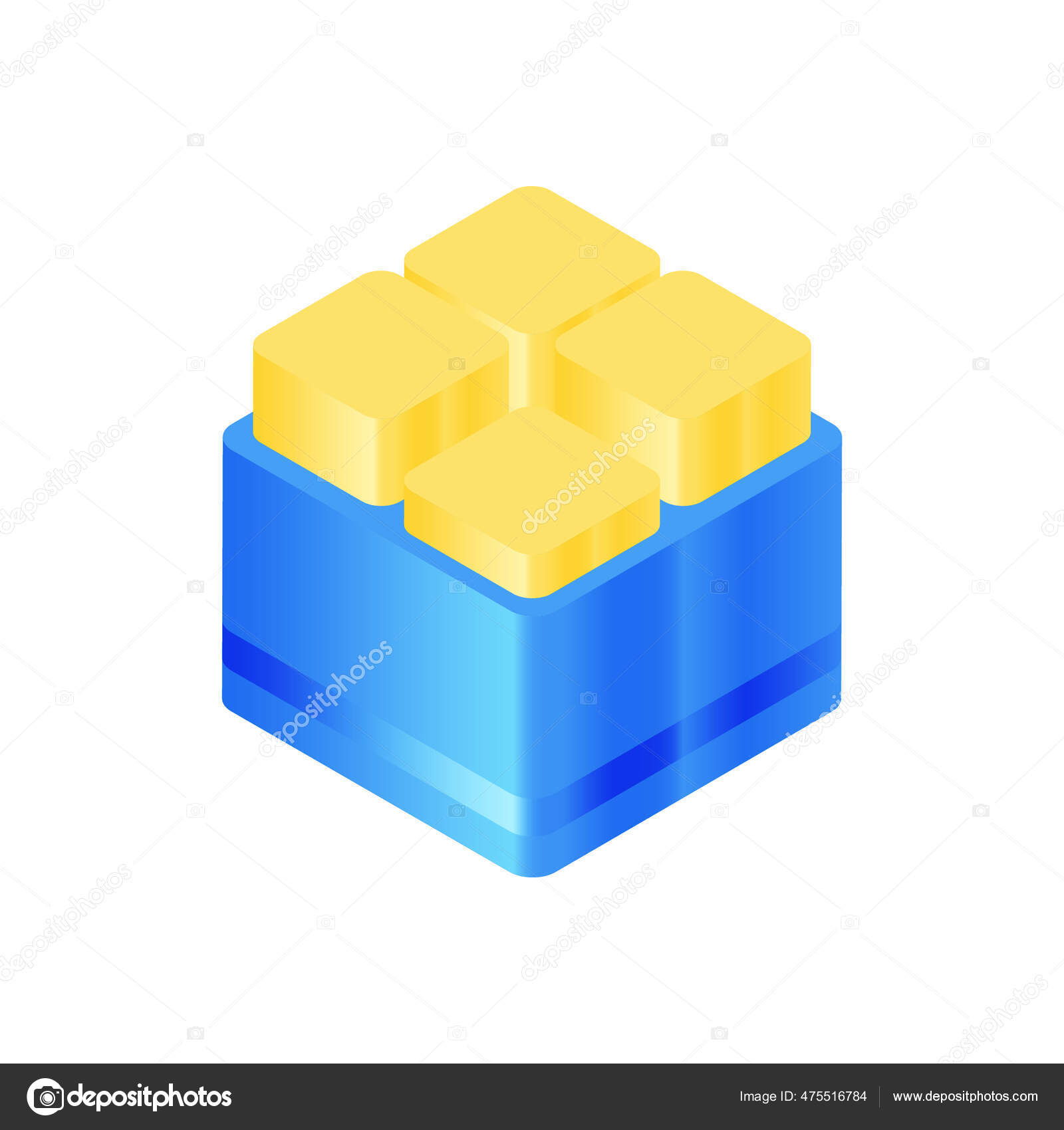 Isometric Blue Icon Modern Flat Vector Illustration Box Buttons Sign ...