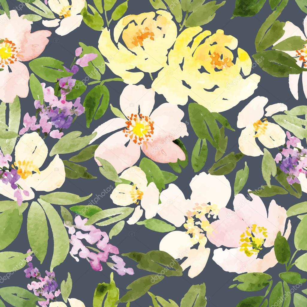 Watercolor flower pattern — Stock Vector © Karma15381 #74653999