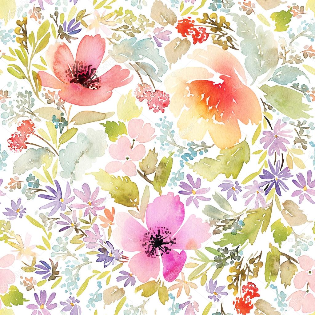 Seamless spring pattern. Watercolor painting. Stock Photo by ...