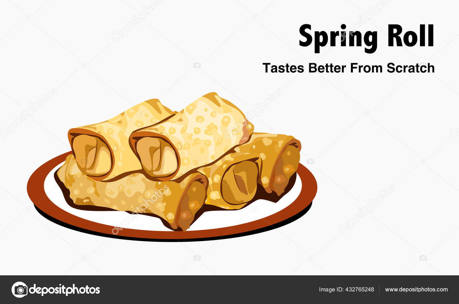 Spring Roll Isolated Fried Spring Roll Dish Text White Background Stock ...