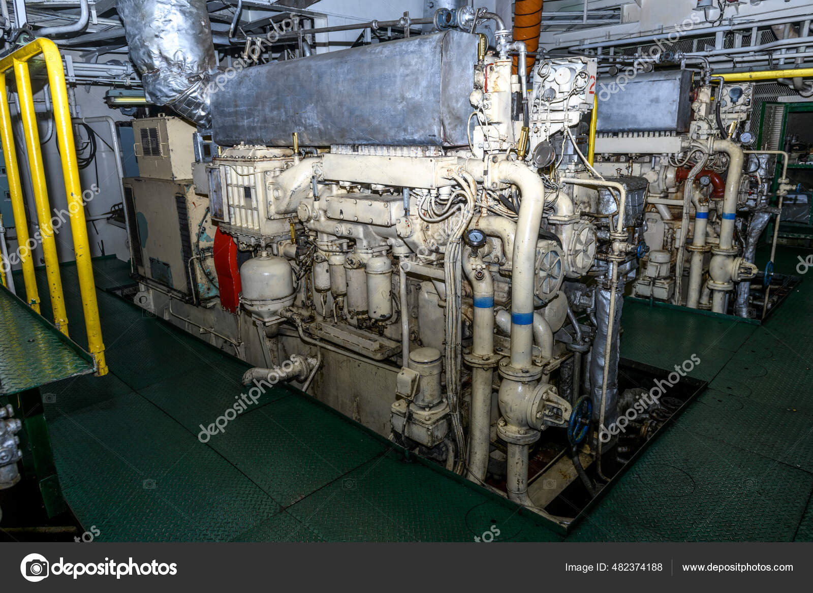 Marine Engine Diesel Generator Engine Room Interior Stock Photo by ...