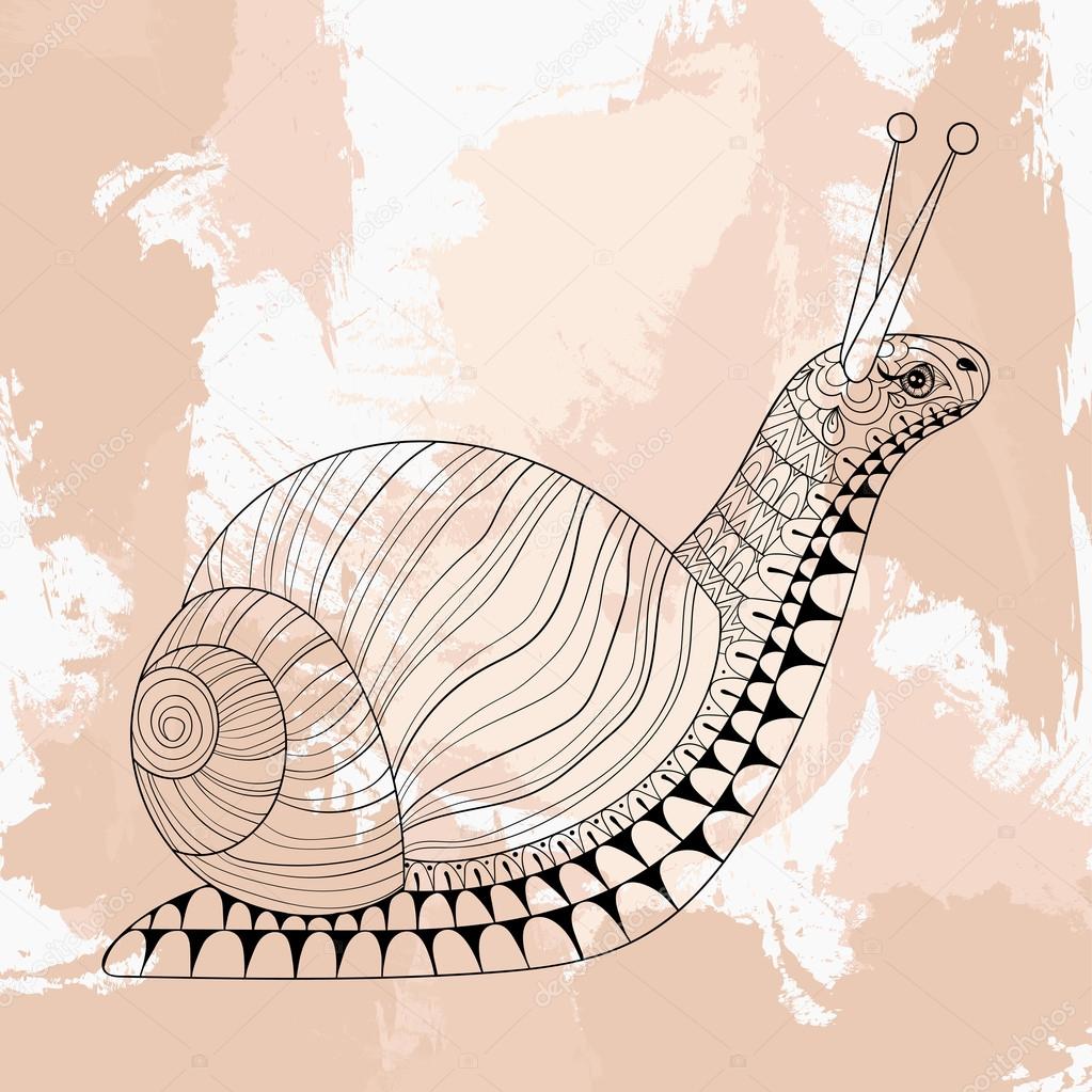 Hand drawn zentangle Snail for adult anti stress colouring pages Stock ...