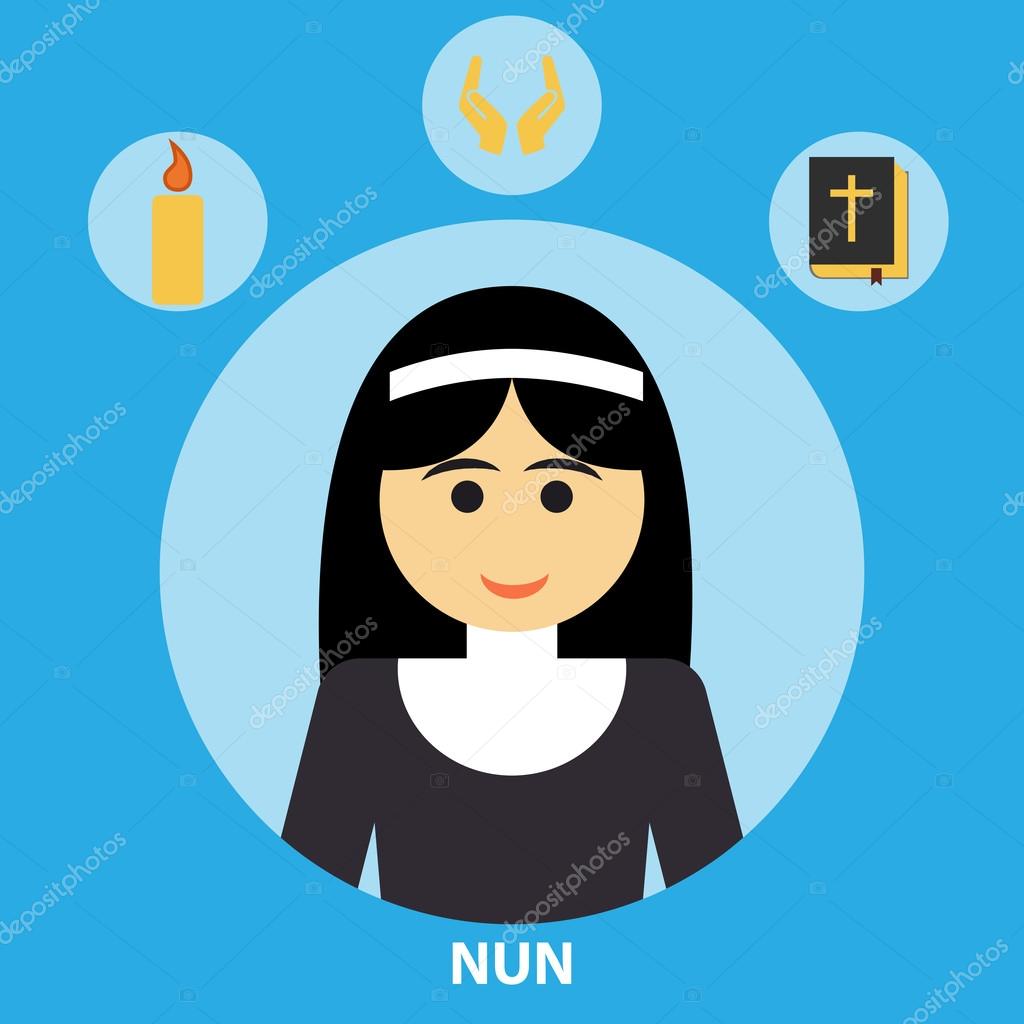 Icono de monja en estilo plano Vector de Stock de ©i_panki 64061251