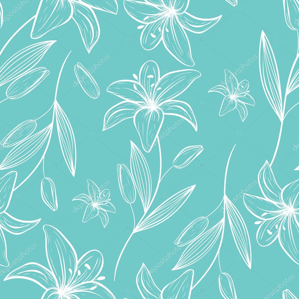 Seamless blue lily pattern — Stock Vector © i_panki #64061347