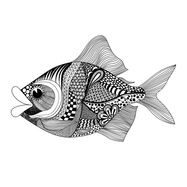 Zentangle stylized Gold Fish. Hand Drawn patterned vector illust Stock ...