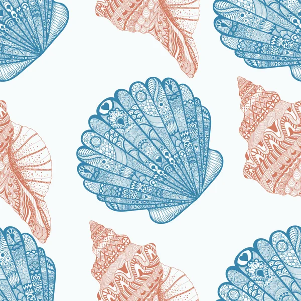 Zentangle stylized set seashells. Hand Drawn vector illustration Stock ...