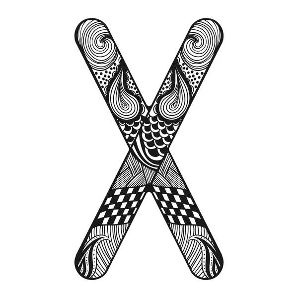 Zentangle stylized alphabet. Lace letter J in doodle style. Hand ...