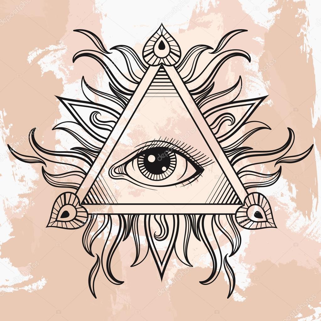 Vector All seeing eye pyramid symbol. Illumination tattoo. Vinta Stock ...