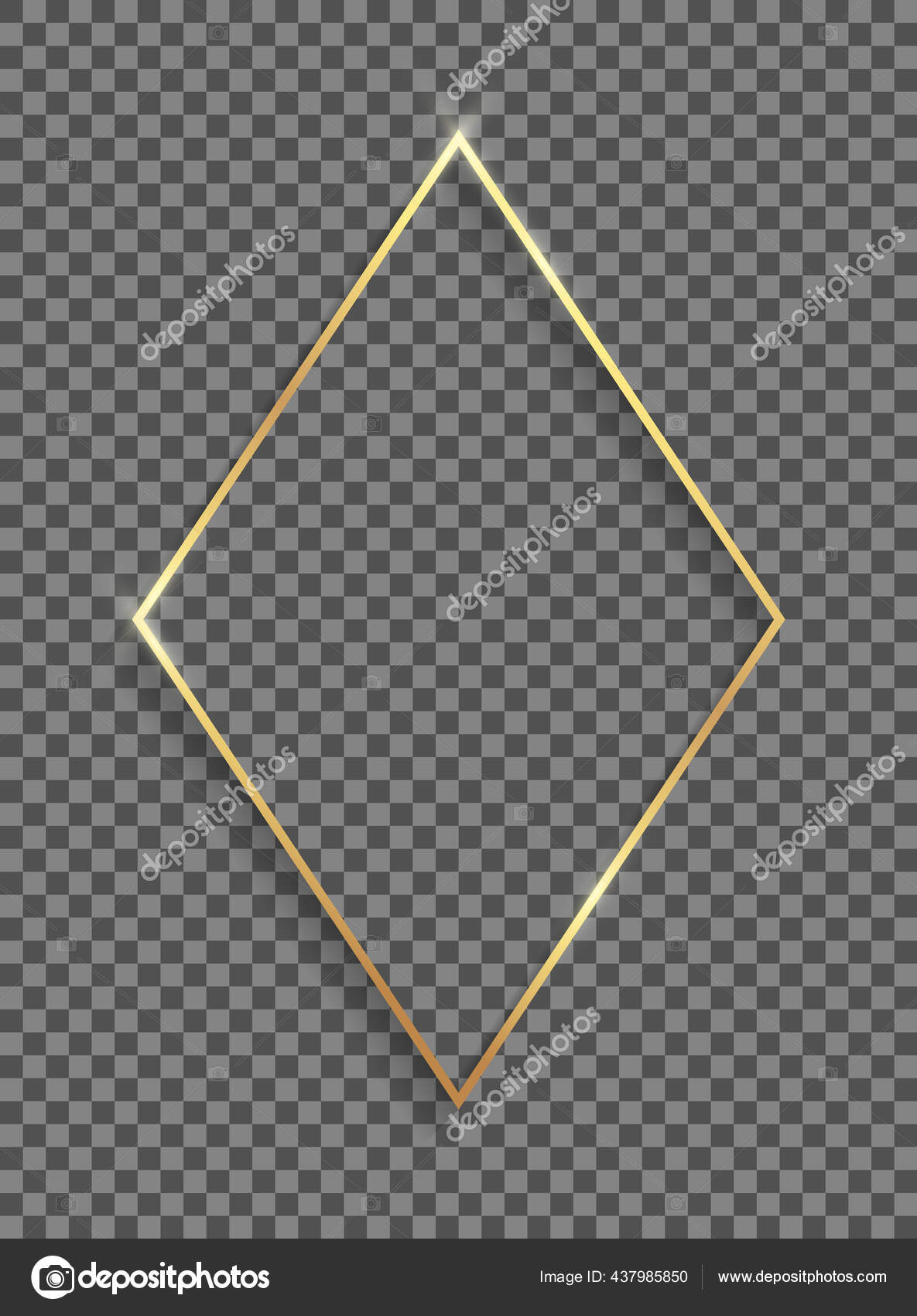 Marco Rombo Dorado Con Sombras Reflejos Aislados Sobre Fondo ...