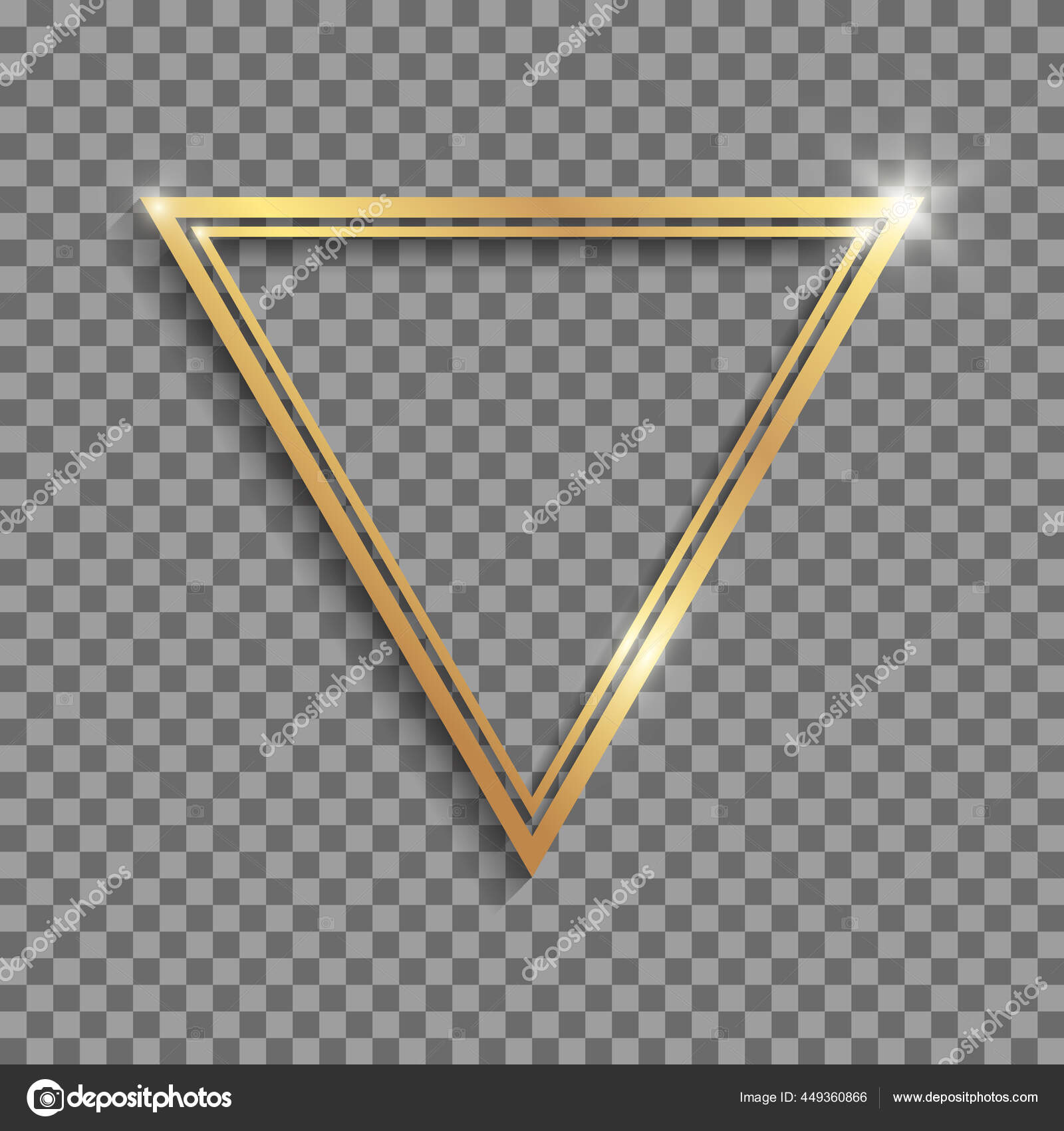 Marco Doble Triángulo Dorado Con Sombras Reflejos Aislados Sobre Fondo ...
