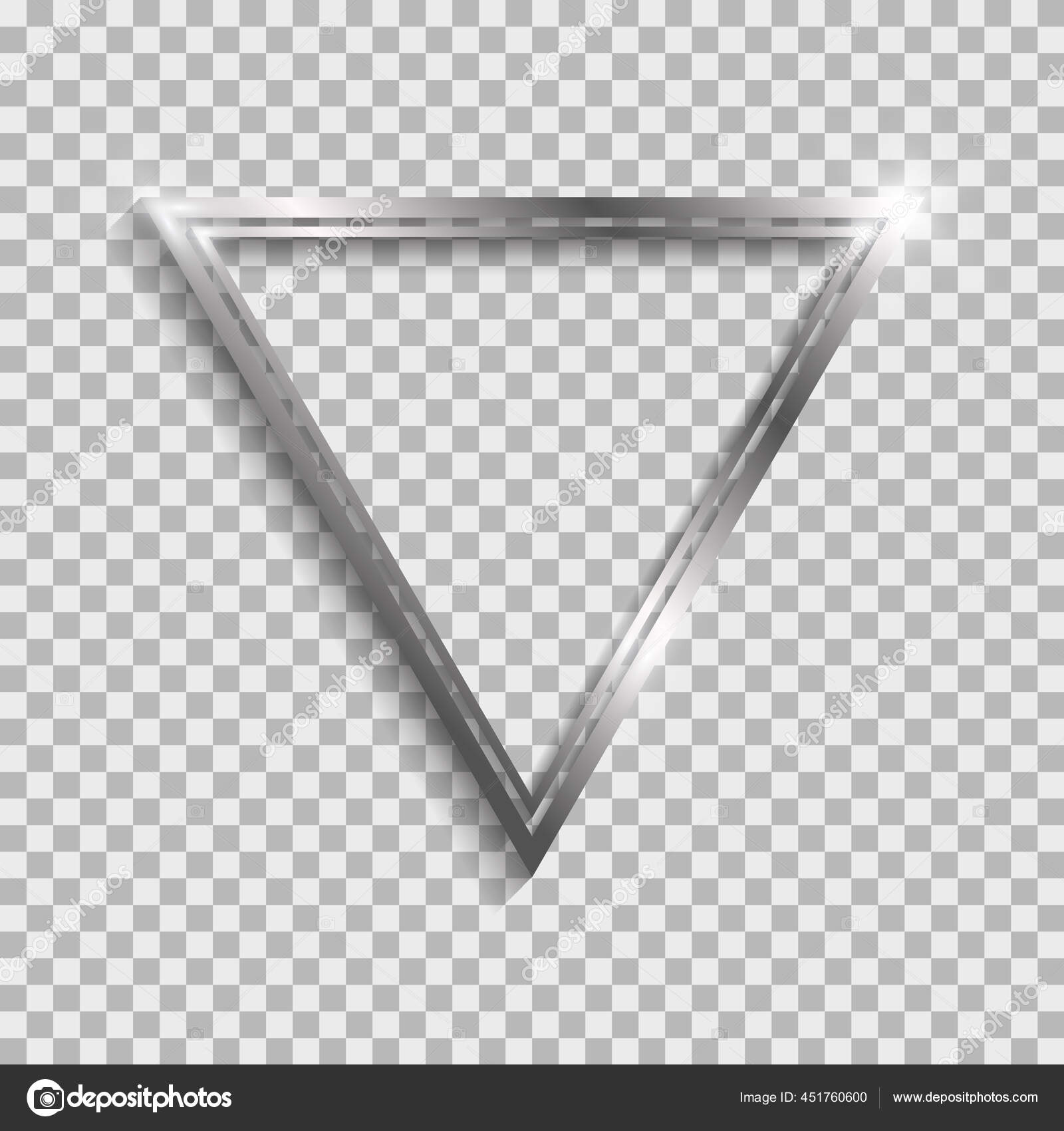 Silver Double Triangle Frame Shadows Highlights Isolated Transparent ...