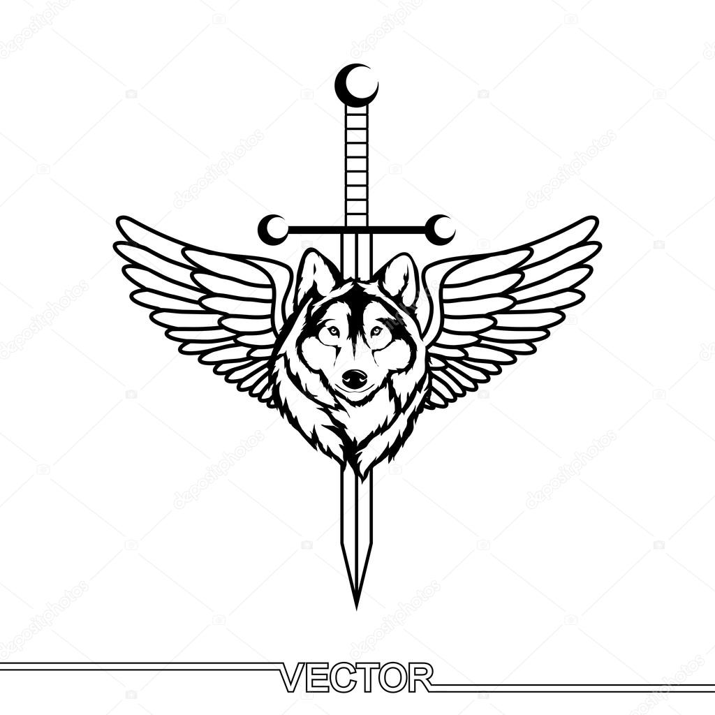 Wolf head with sword Stock Vector Image by ©korniakovstock@gmail.com ...