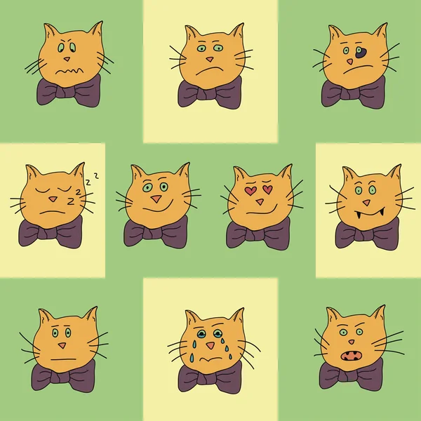 Set of Cat s Faces Vector Flat Design Illustration Stock Vector Image ...
