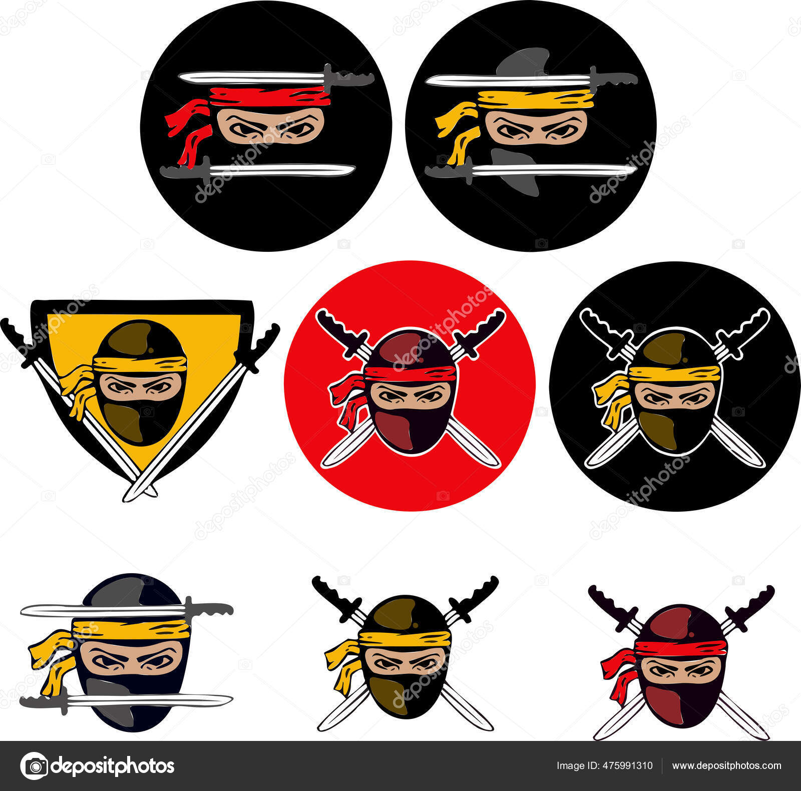 Badge Logo Ninja Sword Wars Assassin Symbol Vector Stock Vector Image ...