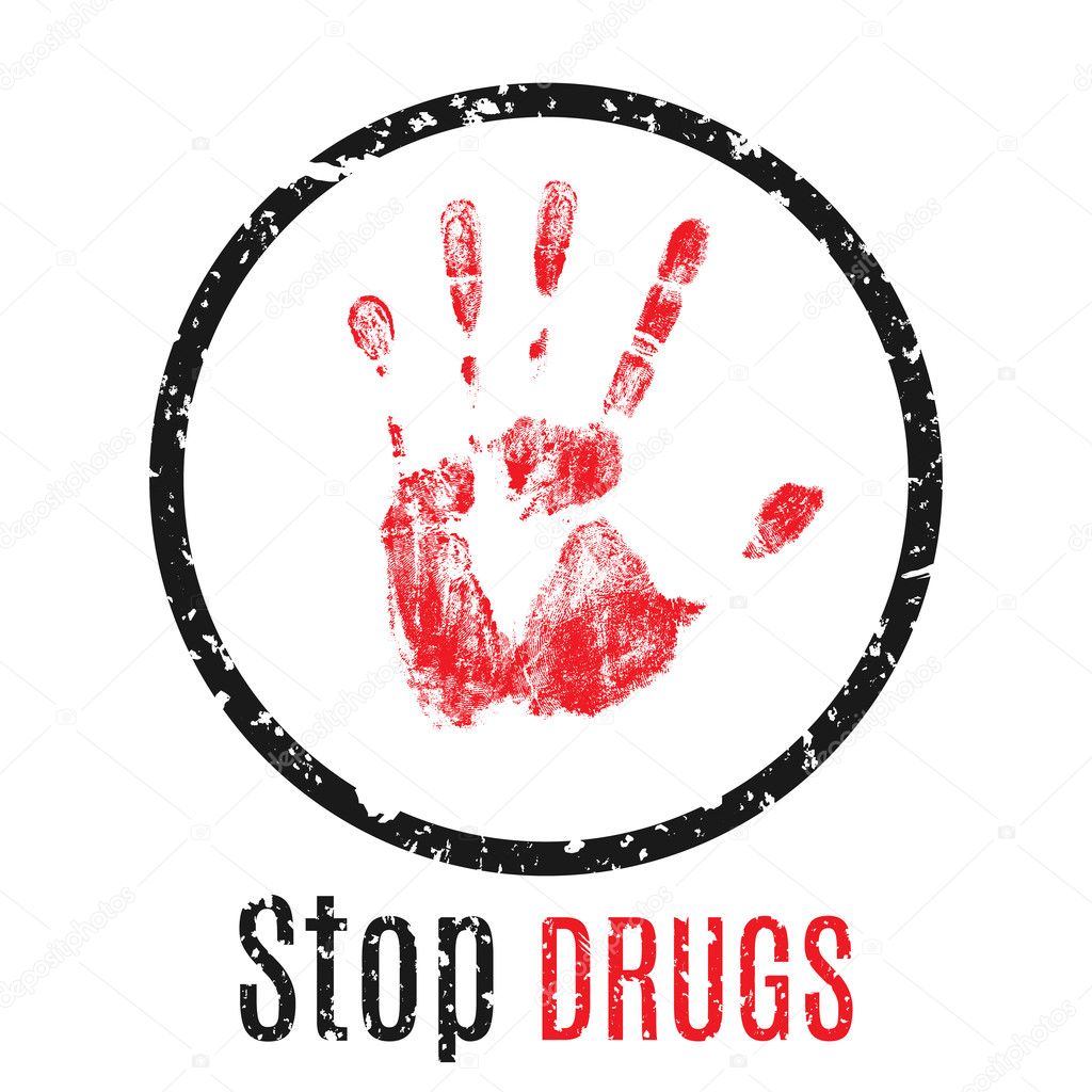 Stop drugs handprint sign Stock Vector by ©Faraoshka 95991090