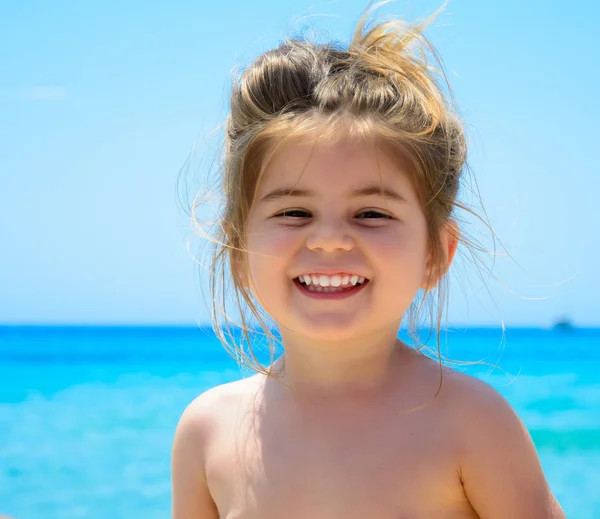 Adorable happy smiling little girl on beach vacation ⬇ Stock Photo ...