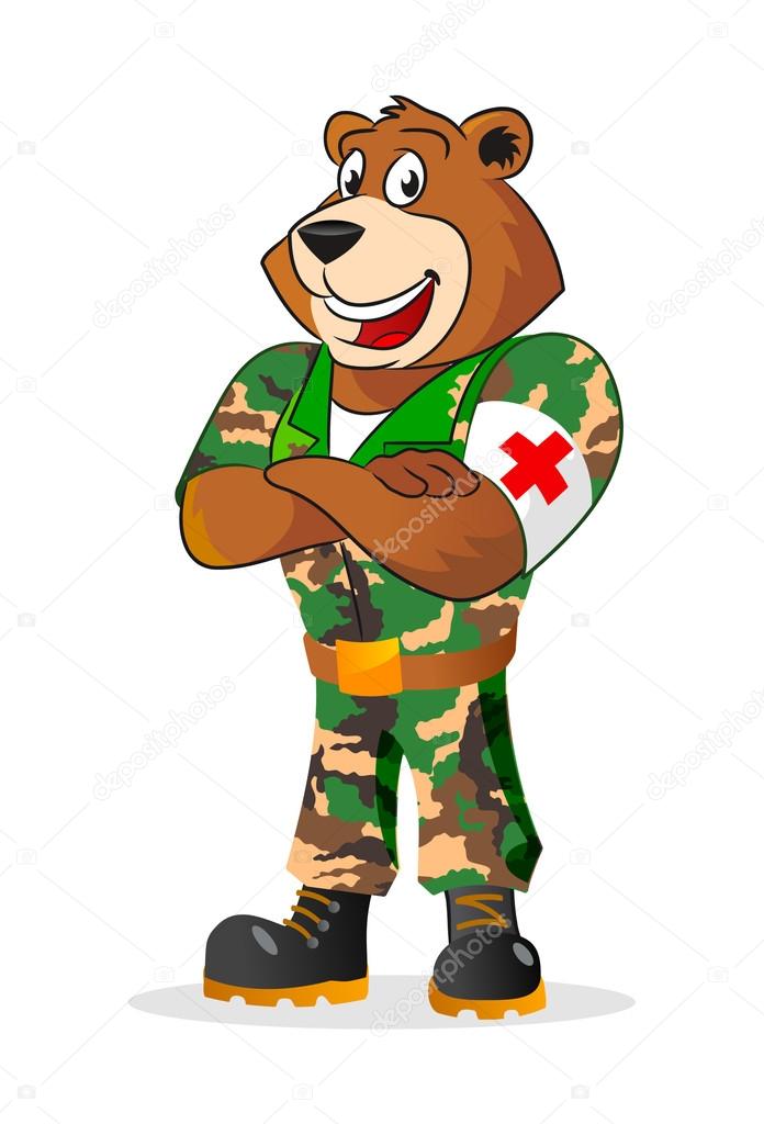 Military medic bear cartoon character Stock Vector by ©musework 62601165