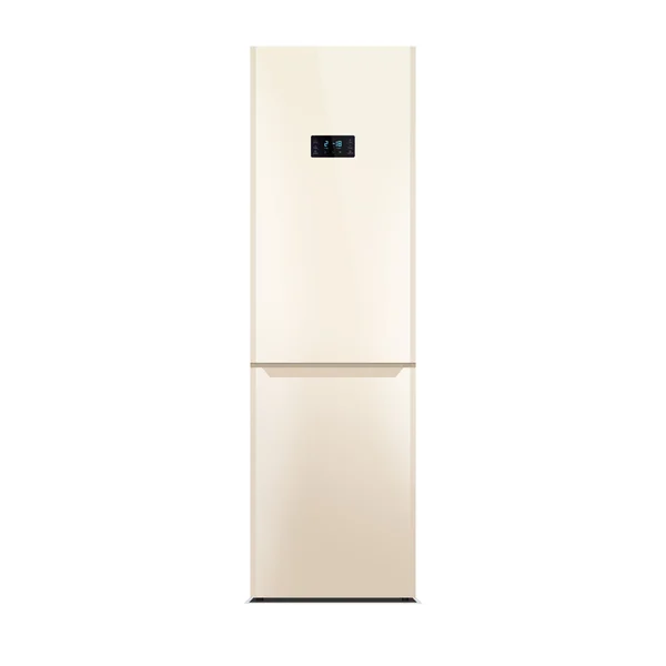 Beige tall refrigerator. Fidge freezer isolated on white Stock Photo by ...