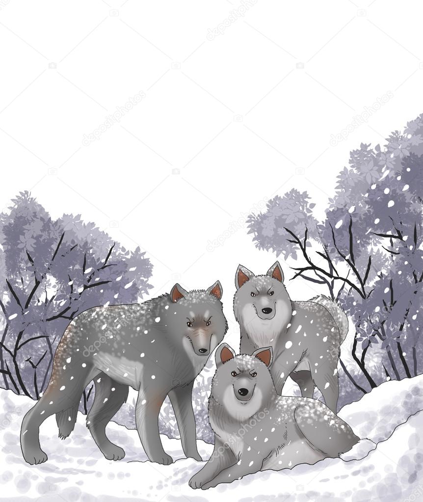 Wolfs cartoon illustration Stock Illustration by ©aditgalih #113730370