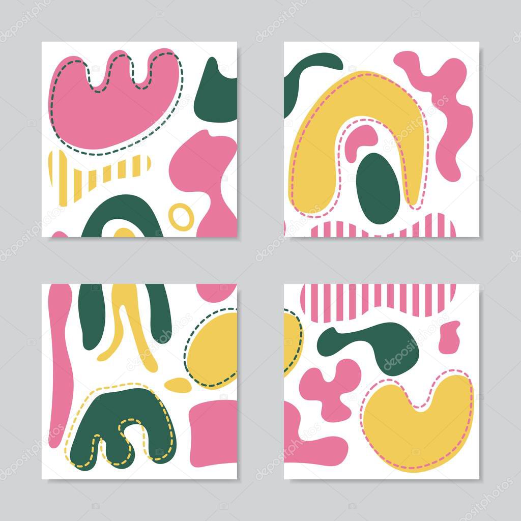 Conjunto de collages modernos con formas coloridas dibujadas a mano ...