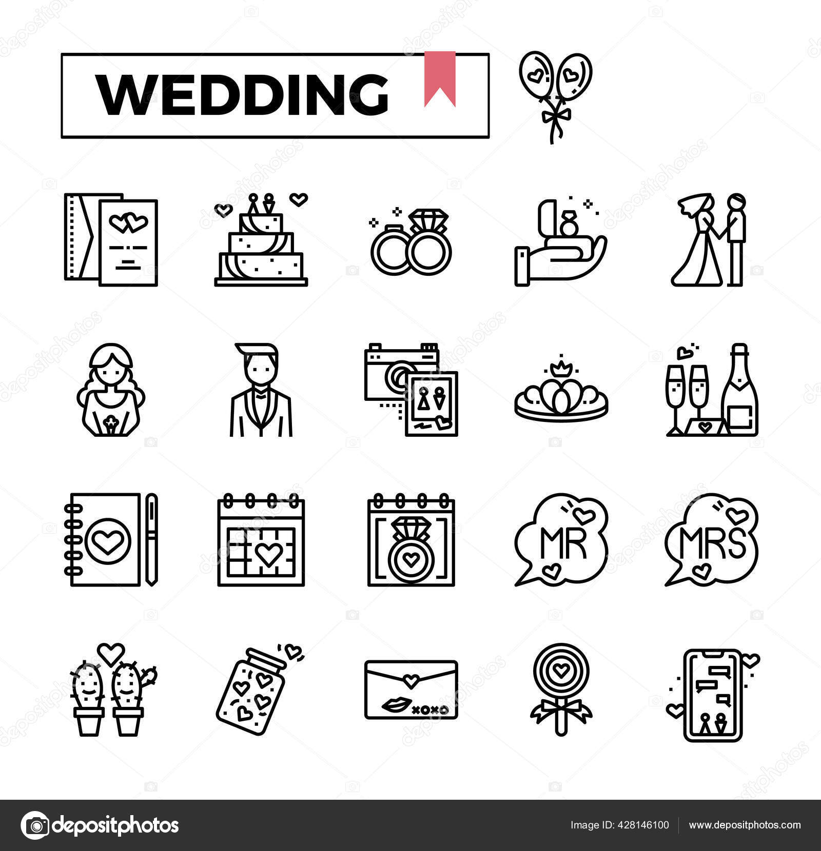 Conjunto Iconos Celebración Boda Vector de stock por ©d.promprasit ...