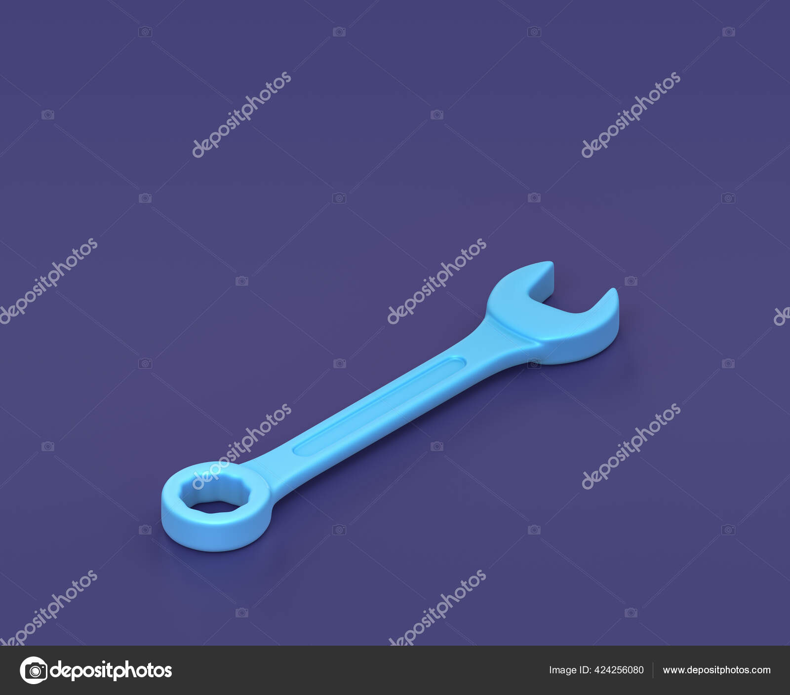 Isometric Wrench Blue Background Single Color Workshop Diy Tool ...
