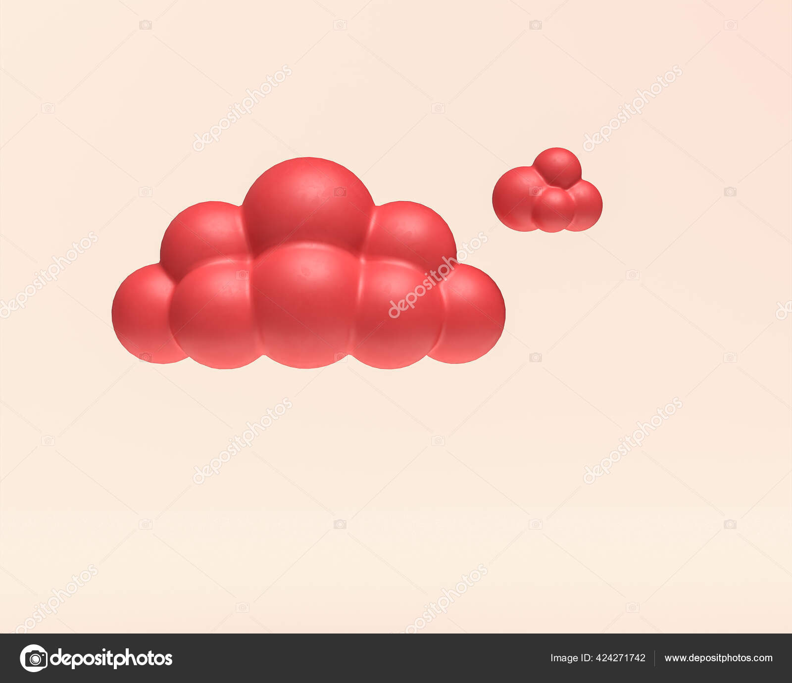 Miniature Clouds Icon Red Flat Color Plastic Rendering Small Red ...