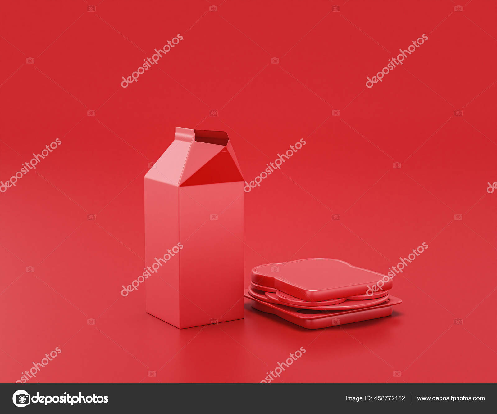 Shiny Red Plastic Milk Sammich Red Background Flat Colors Single Stock ...