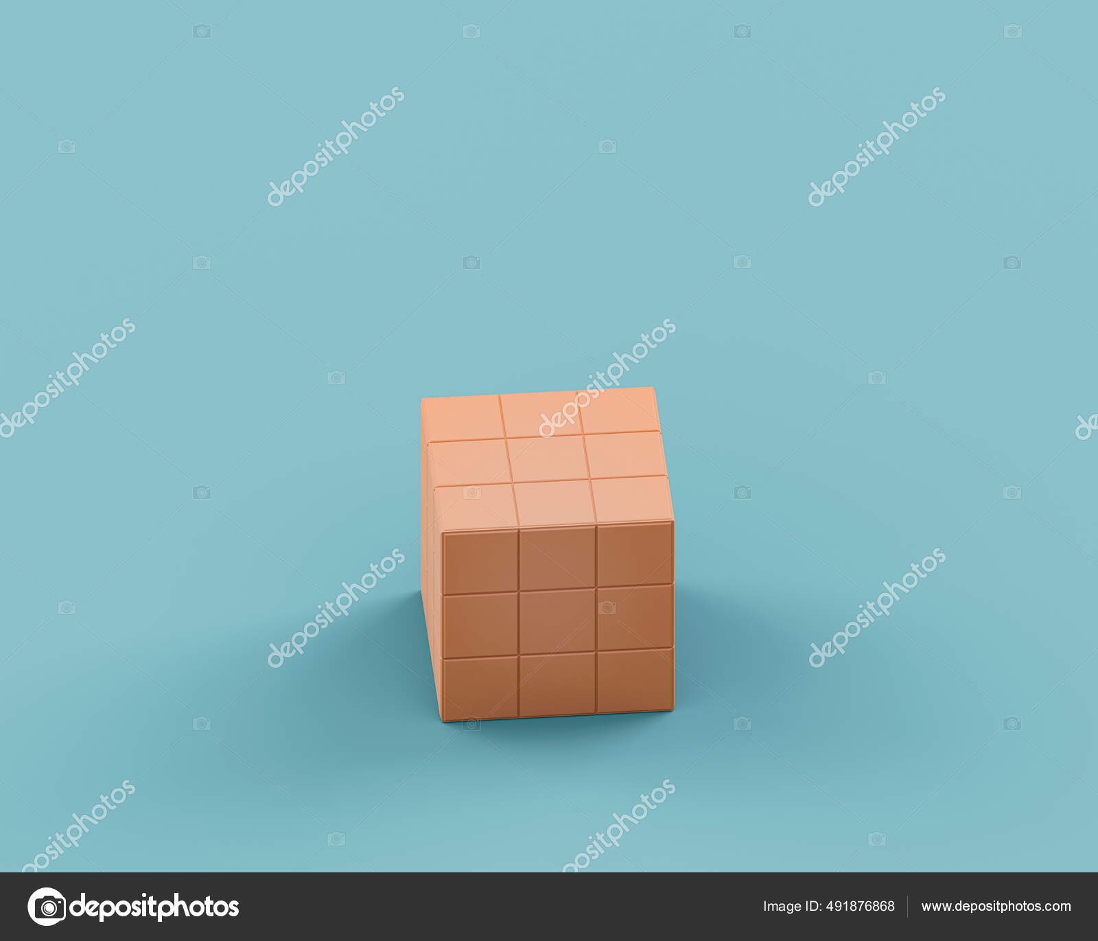 Isometric Flat Orange Color Rubik's Cube Toy Single Color Turquoise ...