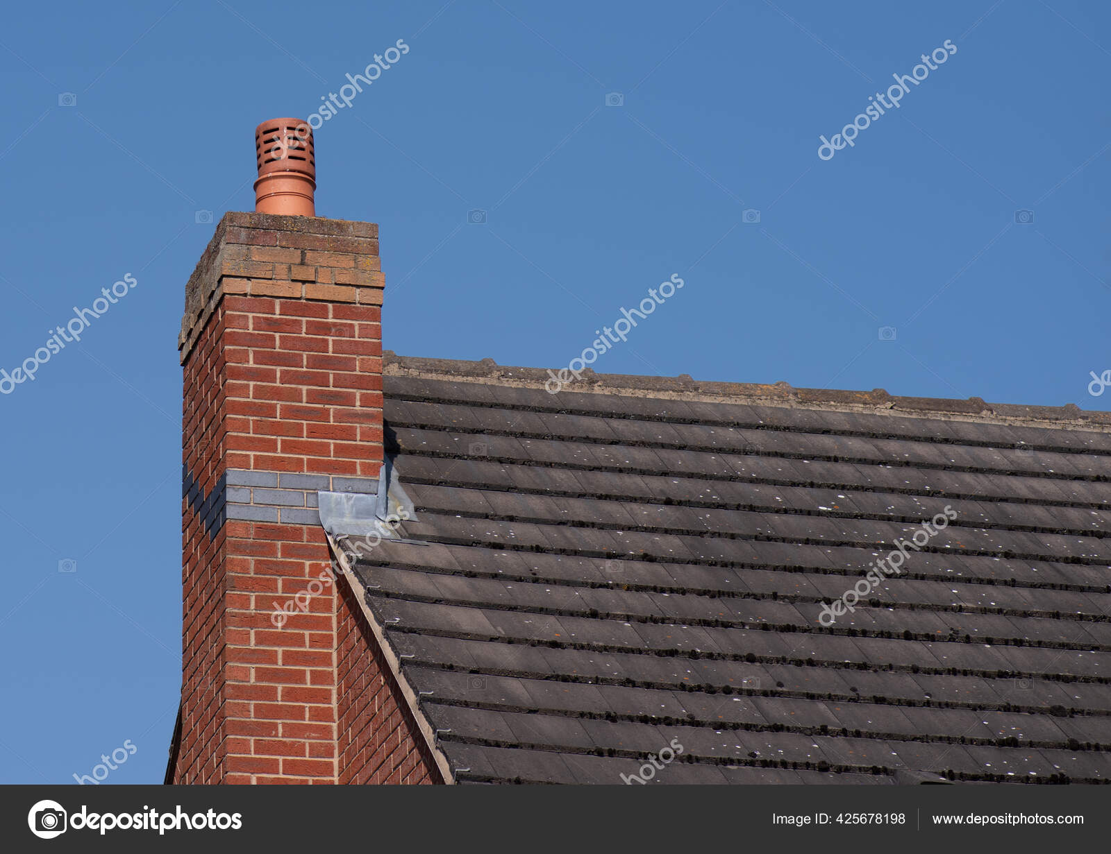 Chimney Pot Red Brick Chimney Stack Tiled Roof — Stock Photo © Almac ...