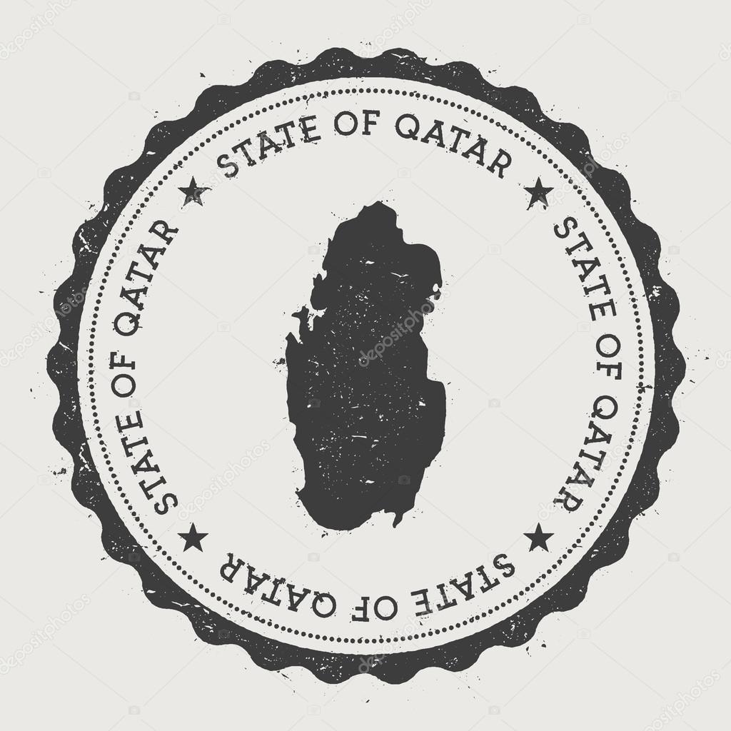 Qatar hipster round rubber stamp with country map. Stock Vector Image ...