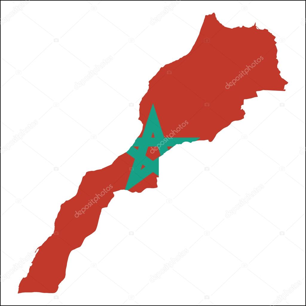 Morocco high resolution map with national flag. Stock Vector by ...
