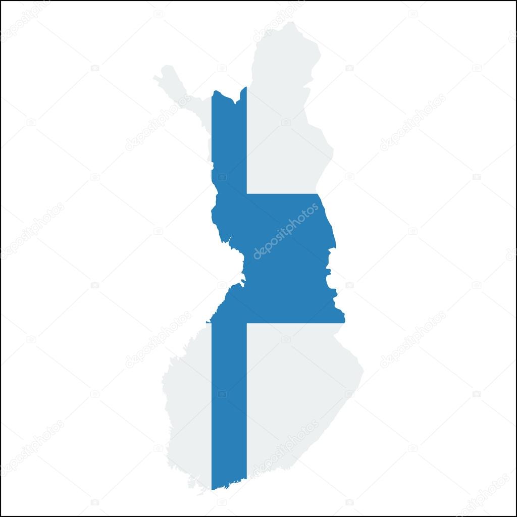 Finland high resolution map with national flag. Stock Vector Image by ...
