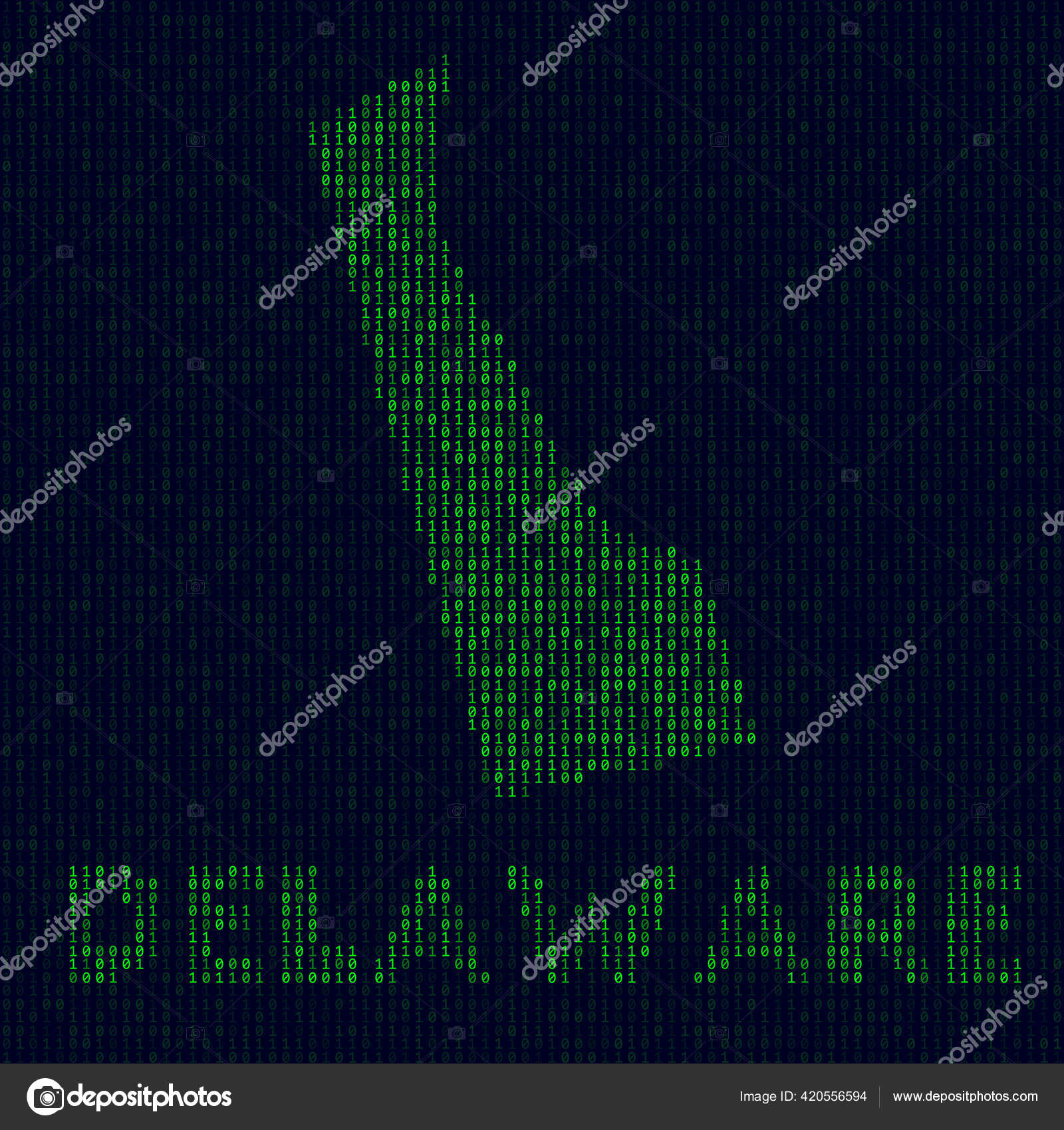 Digital Delaware logo US state symbol in hacker style Binary code map ...